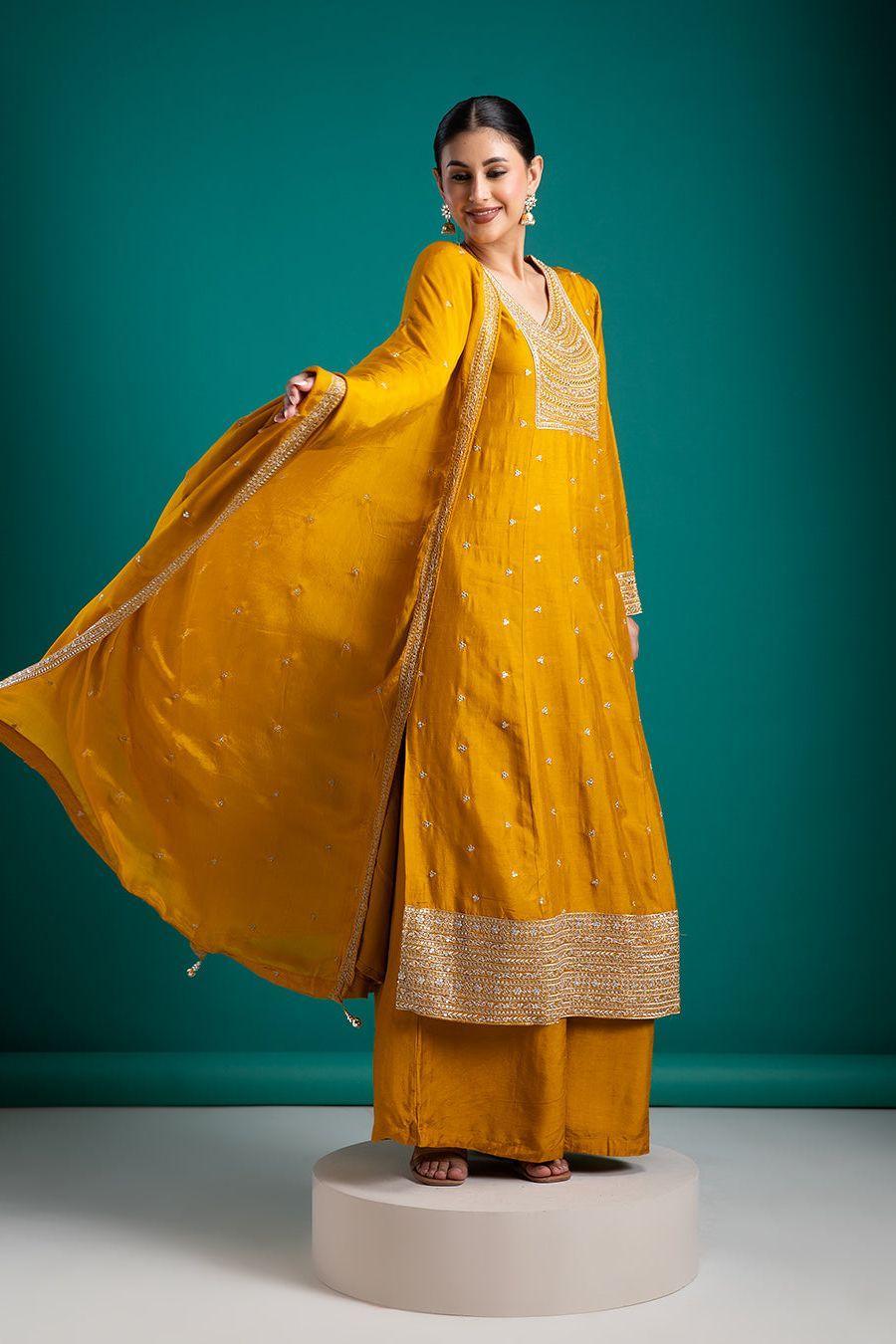 Mustard Yellow Salwar Set | Buy SALWAR Online – Mokshaa Chennai