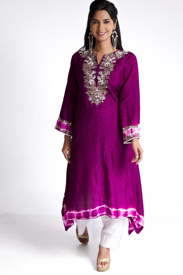 Plum Silk Kurti Set | Buy KURTI Online – Mokshaa Chennai